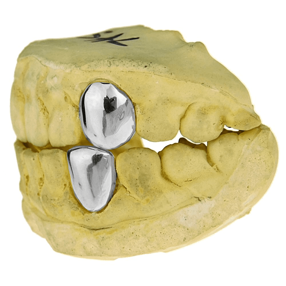 Real 14K White Gold Canine Teeth Caps Custom Tooth Grillz