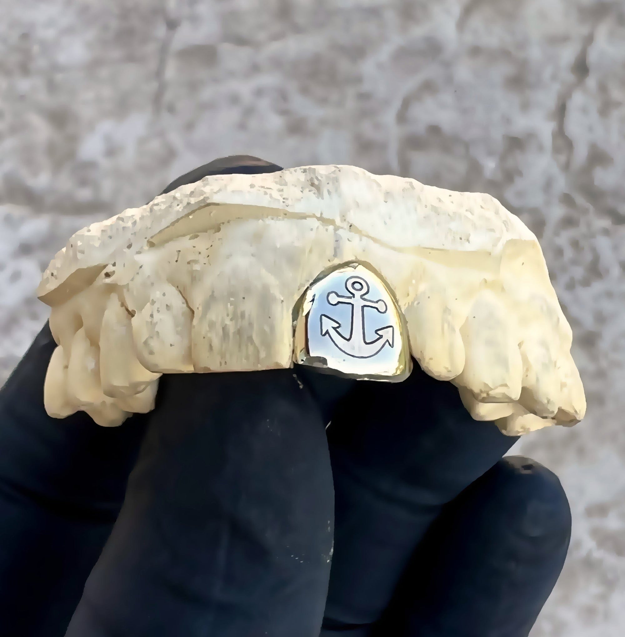 Real 925 Silver Single Cap Boat Anchor Laser Engraved Custom Tooth Cap