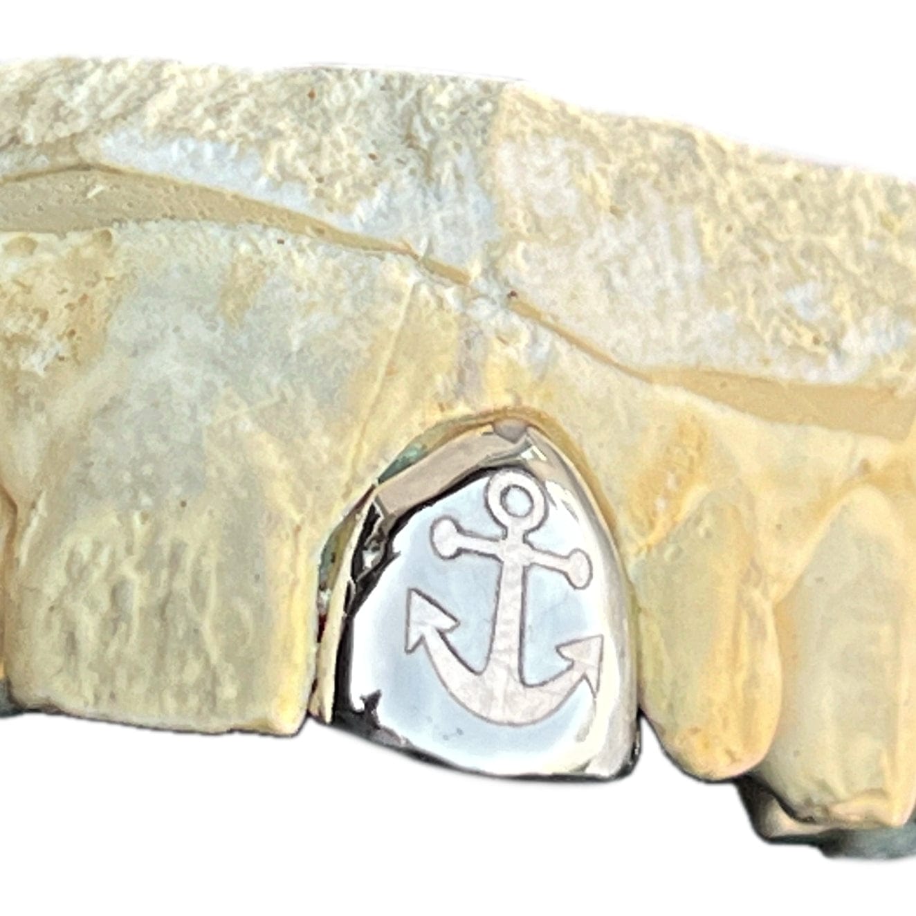 Real 925 Silver Single Cap Boat Anchor Laser Engraved Custom Tooth Cap