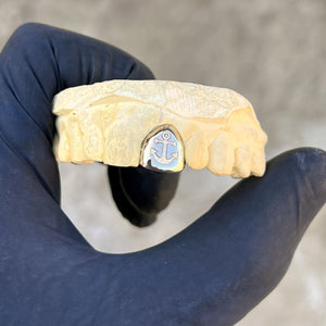 Real 925 Silver Single Cap Boat Anchor Laser Engraved Custom Tooth Cap