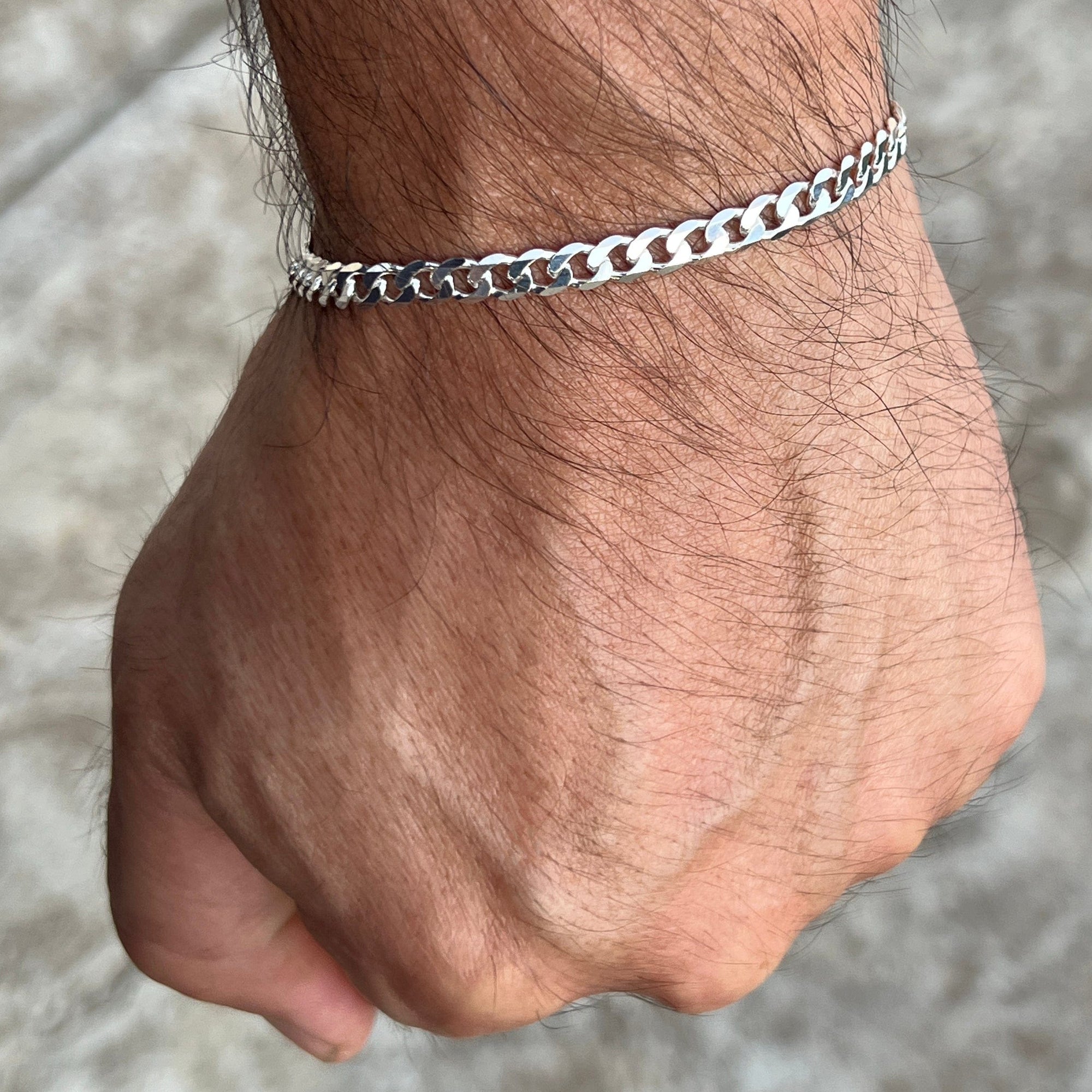 Real 925 Sterling Silver Italy Flat Cuban Link Chain Bracelet 5MM (7"-