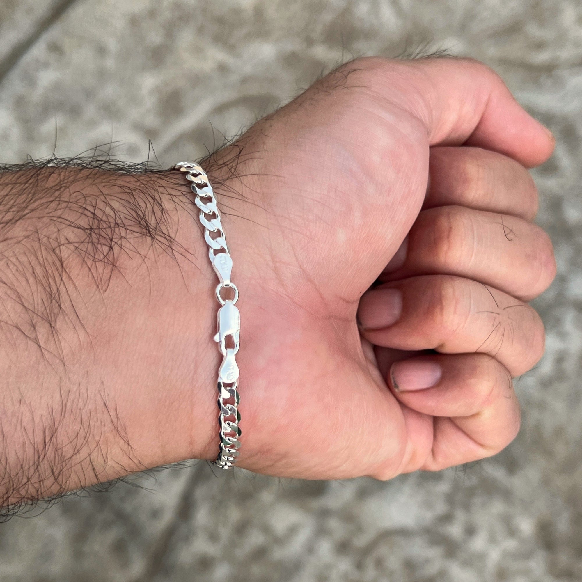 Real 925 Sterling Silver Italy Flat Cuban Link Chain Bracelet 5MM (7"-