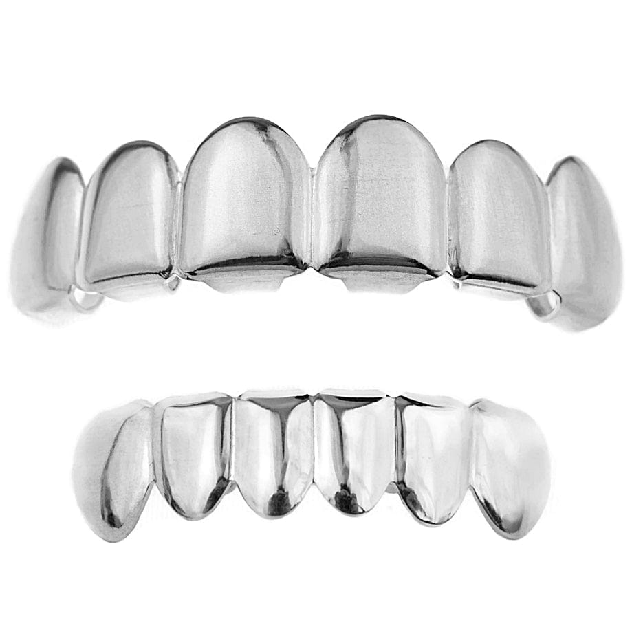Real 925 Sterling Silver Plain Teeth Grillz Set