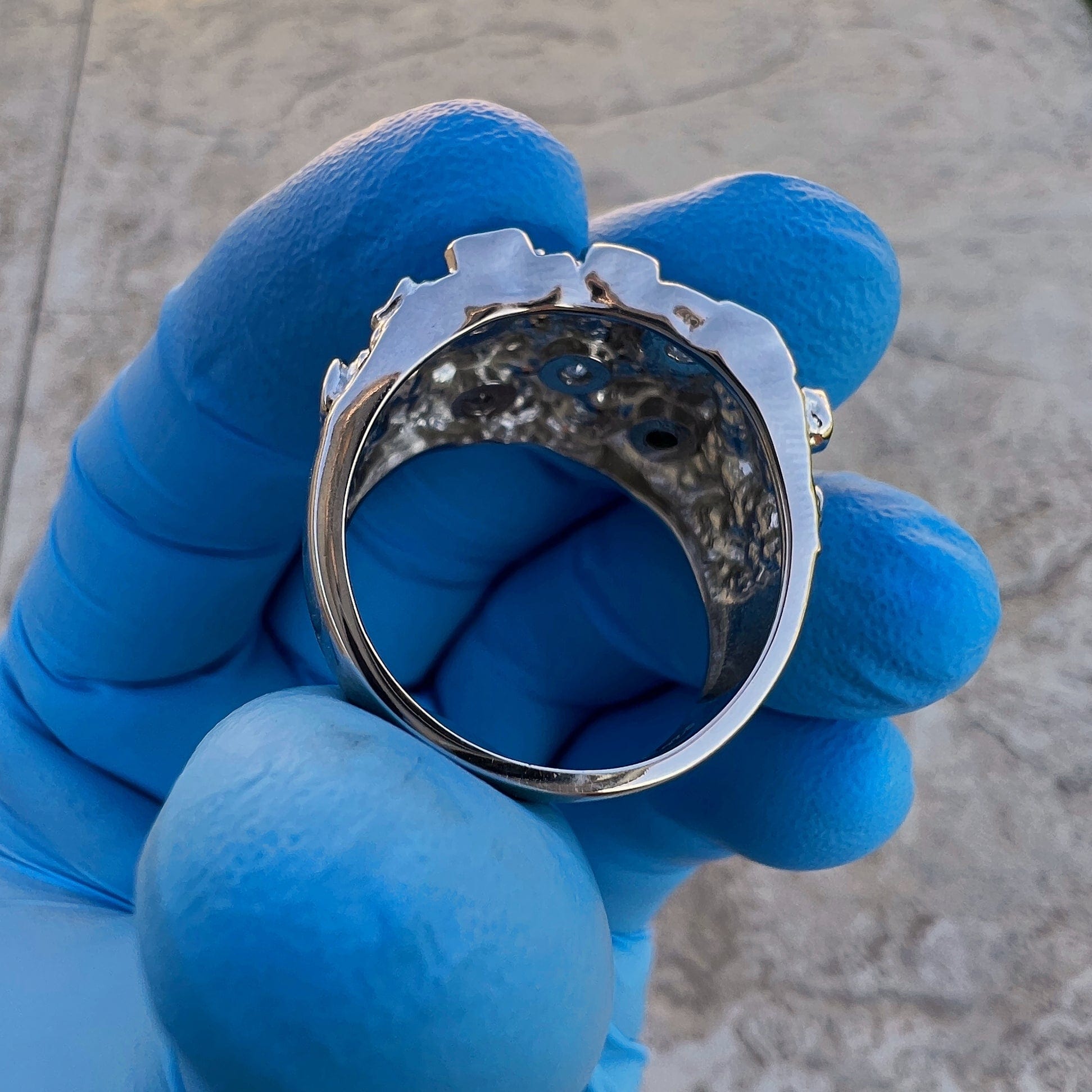 Real Solid 925 Sterling Silver Iced CZ Flooded Out Nugget Ring