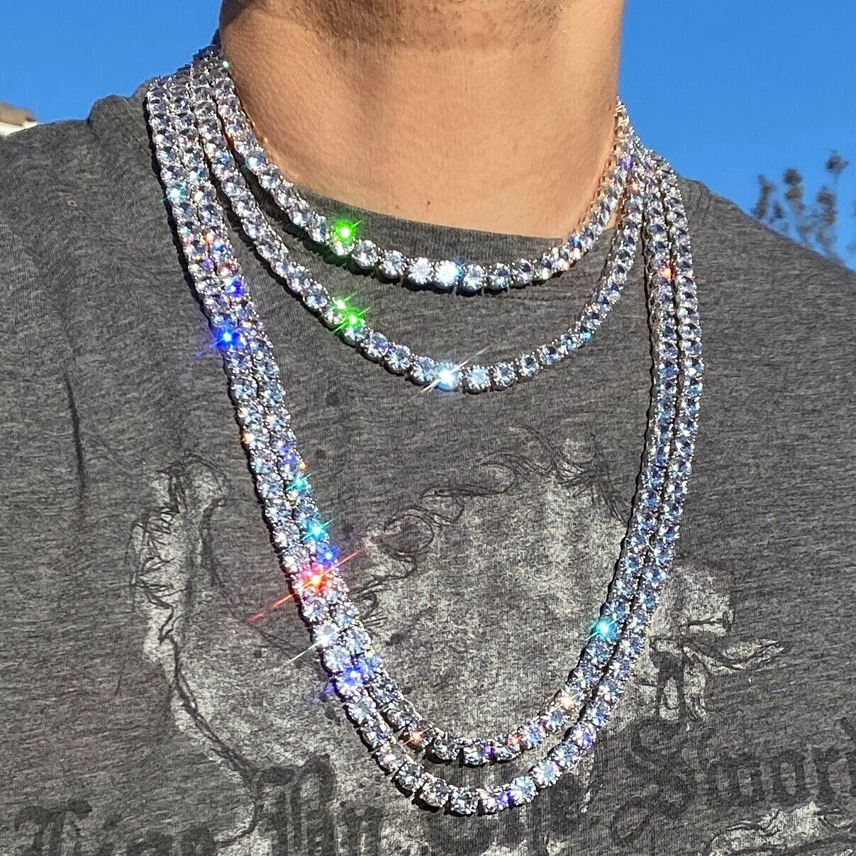 Real Solid 925 Sterling Silver Tennis Chain One Row CZ Mens & Womens 7