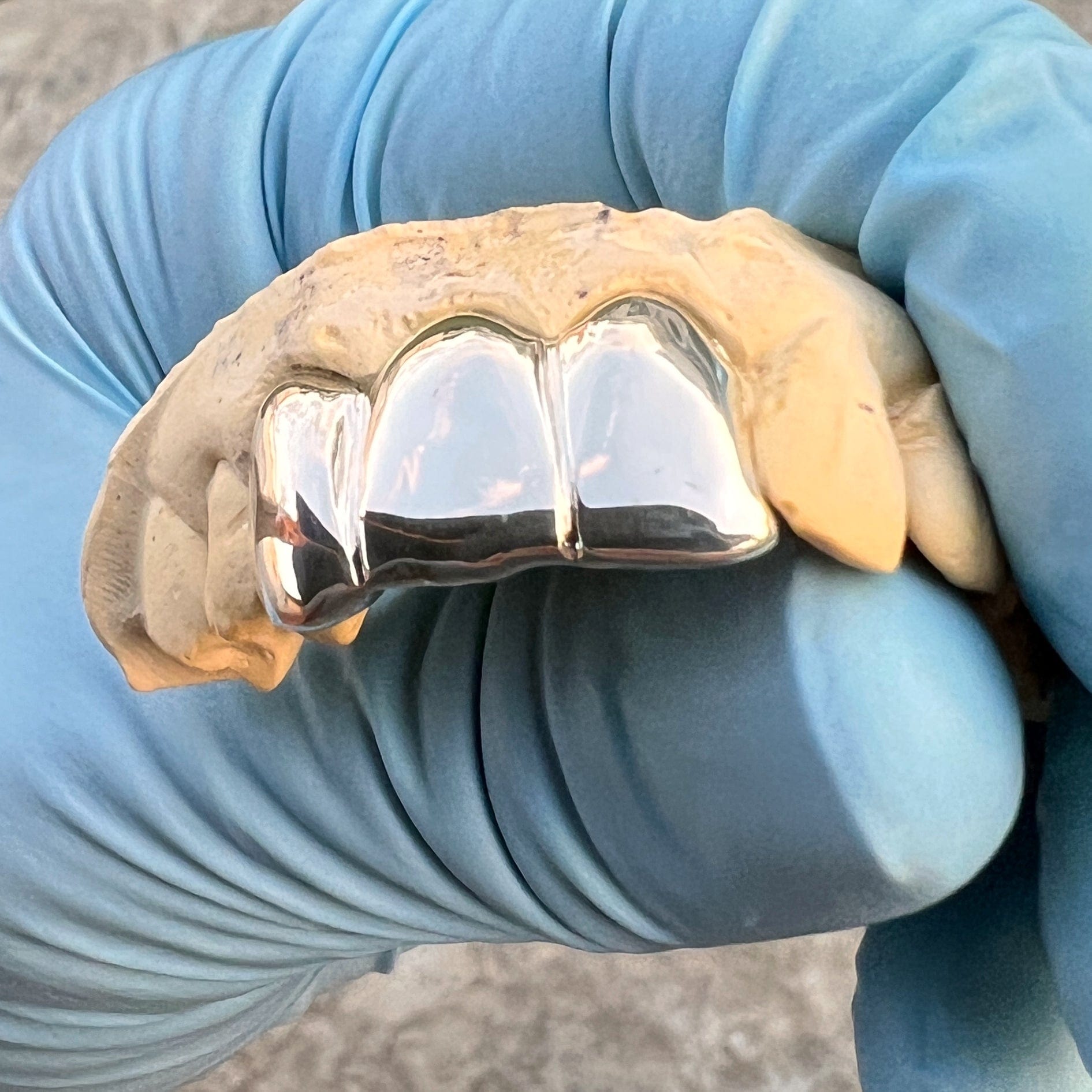 Real Solid 925 Sterling Silver Three Front Teeth Custom Grillz
