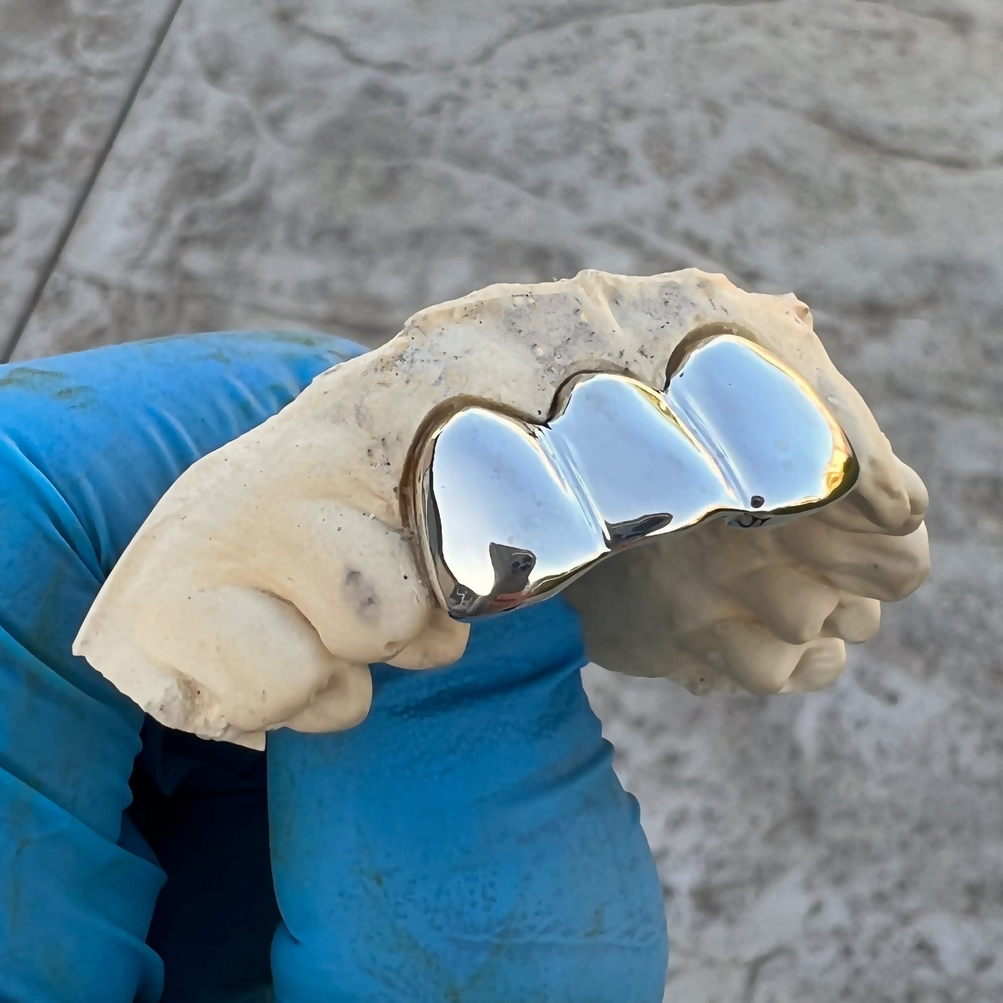 Real Solid 925 Sterling Silver Three Front Teeth Custom Grillz