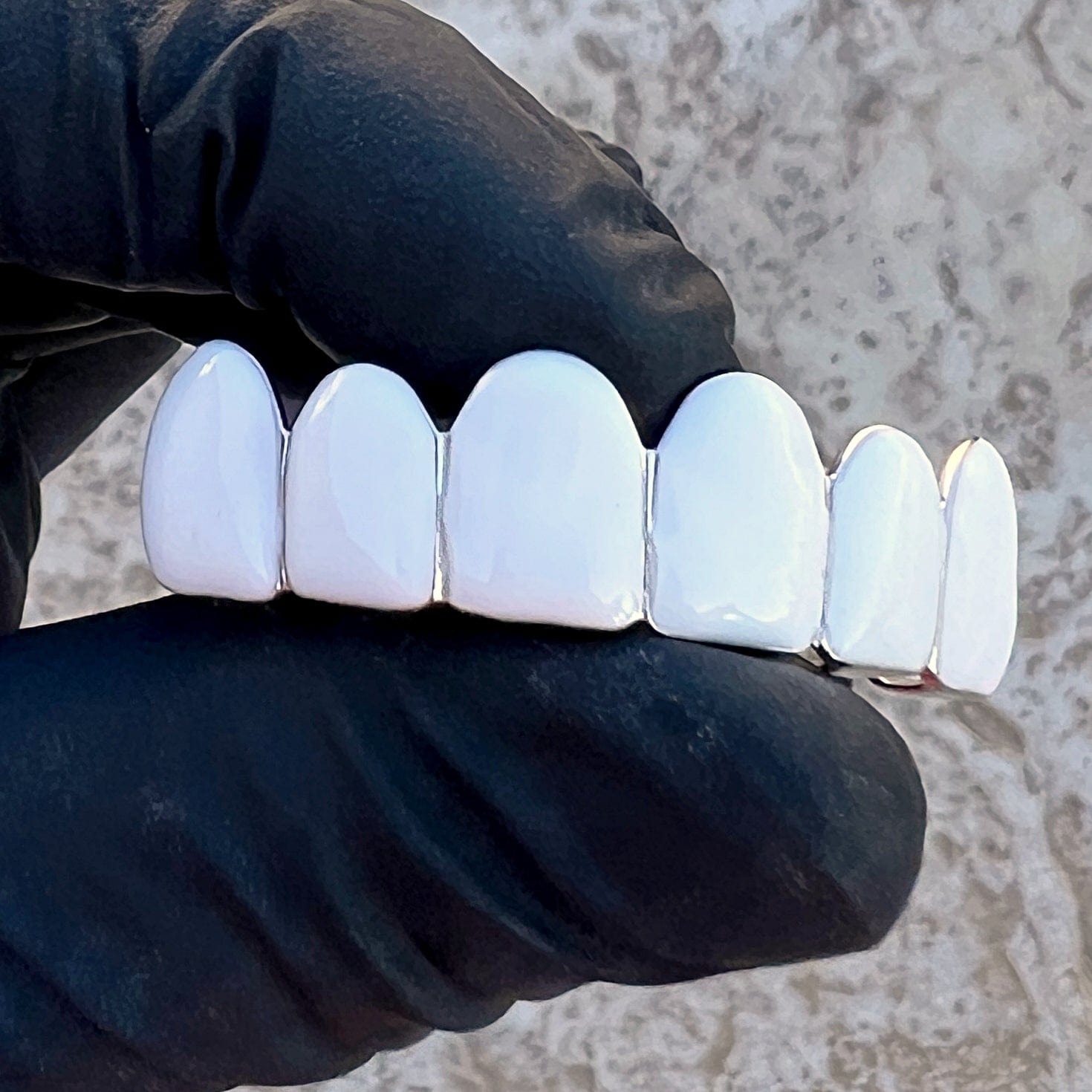 Real Solid 925 Sterling Silver White Enamel Top and Bottom Teeth Grill