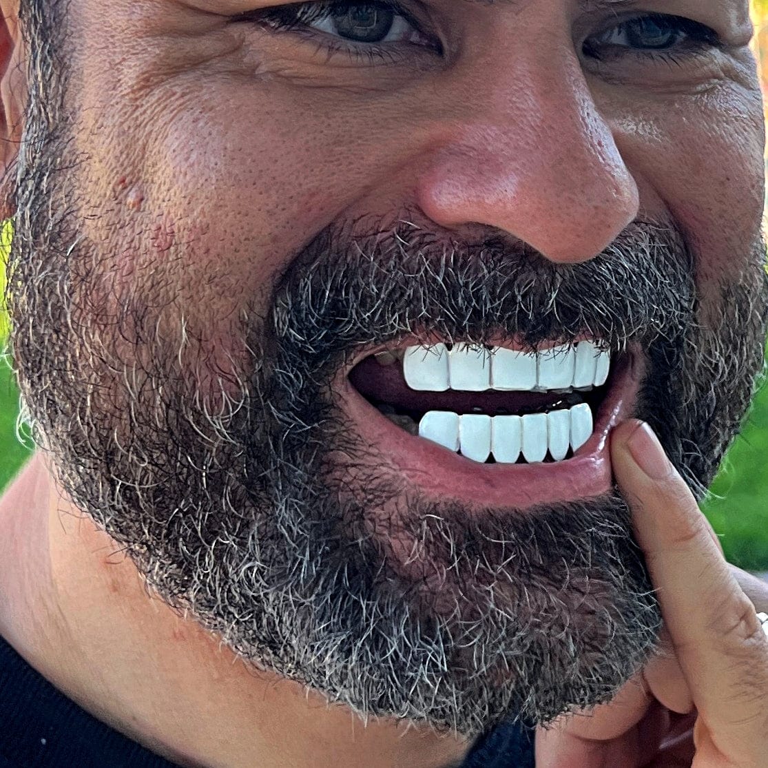 Real Solid 925 Sterling Silver White Enamel Top and Bottom Teeth Grill