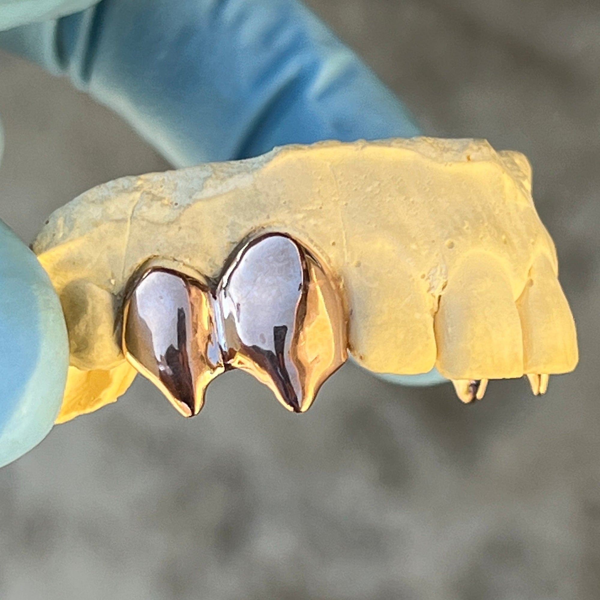 Rose Gold Plated over 925 Silver Custom Double Teeth Vampire Fangs Gri