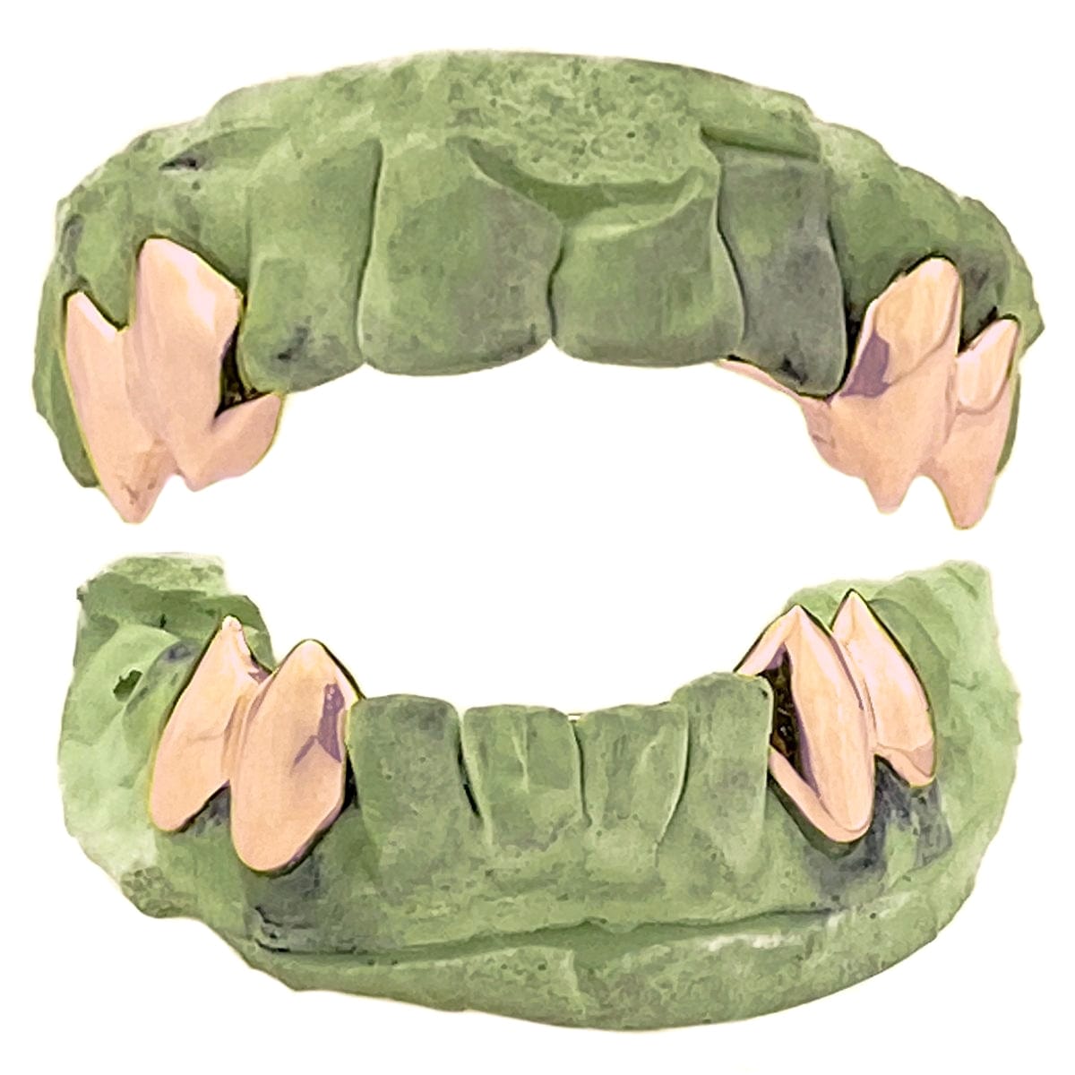 Rose Gold Plated over 925 Silver Custom Double Teeth Vampire Fangs Gri