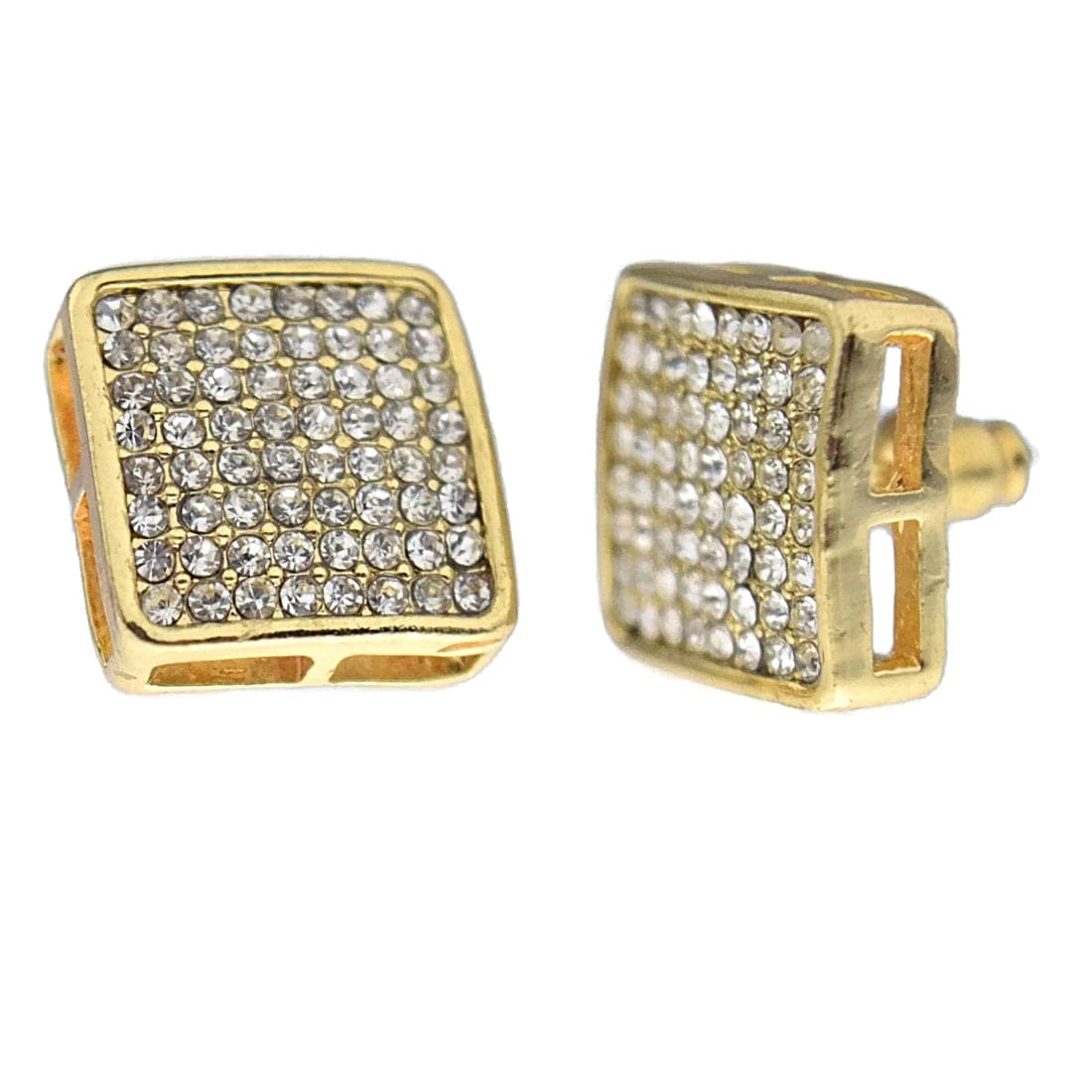 Rounded Square Gold Finish Earrings 15MM