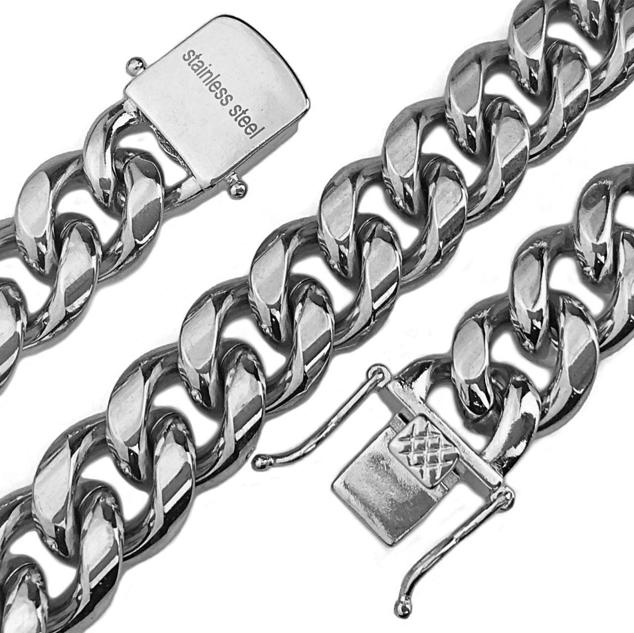 316L Stainless Steel Silver 14MM x 18" Cuban Chain & Bracelet