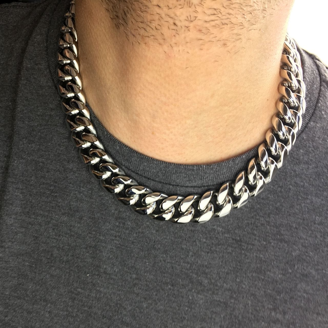 Silver 316L Stainless Steel 20" x 18MM Cuban Link Chain Necklace