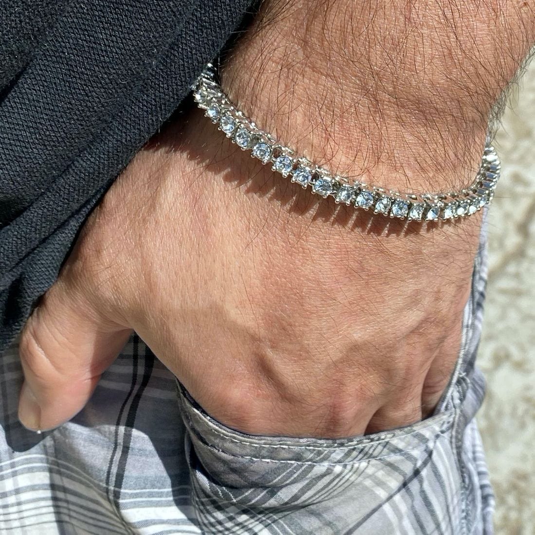 Silver One Row Tennis Bracelet 8.5"