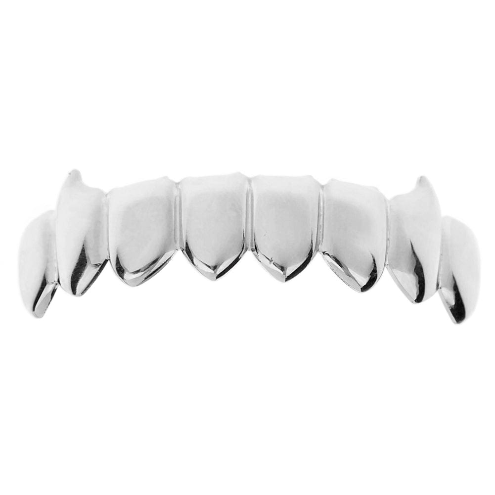 Silver Tone Eight Teeth Bottom Vampire Fangs Grillz
