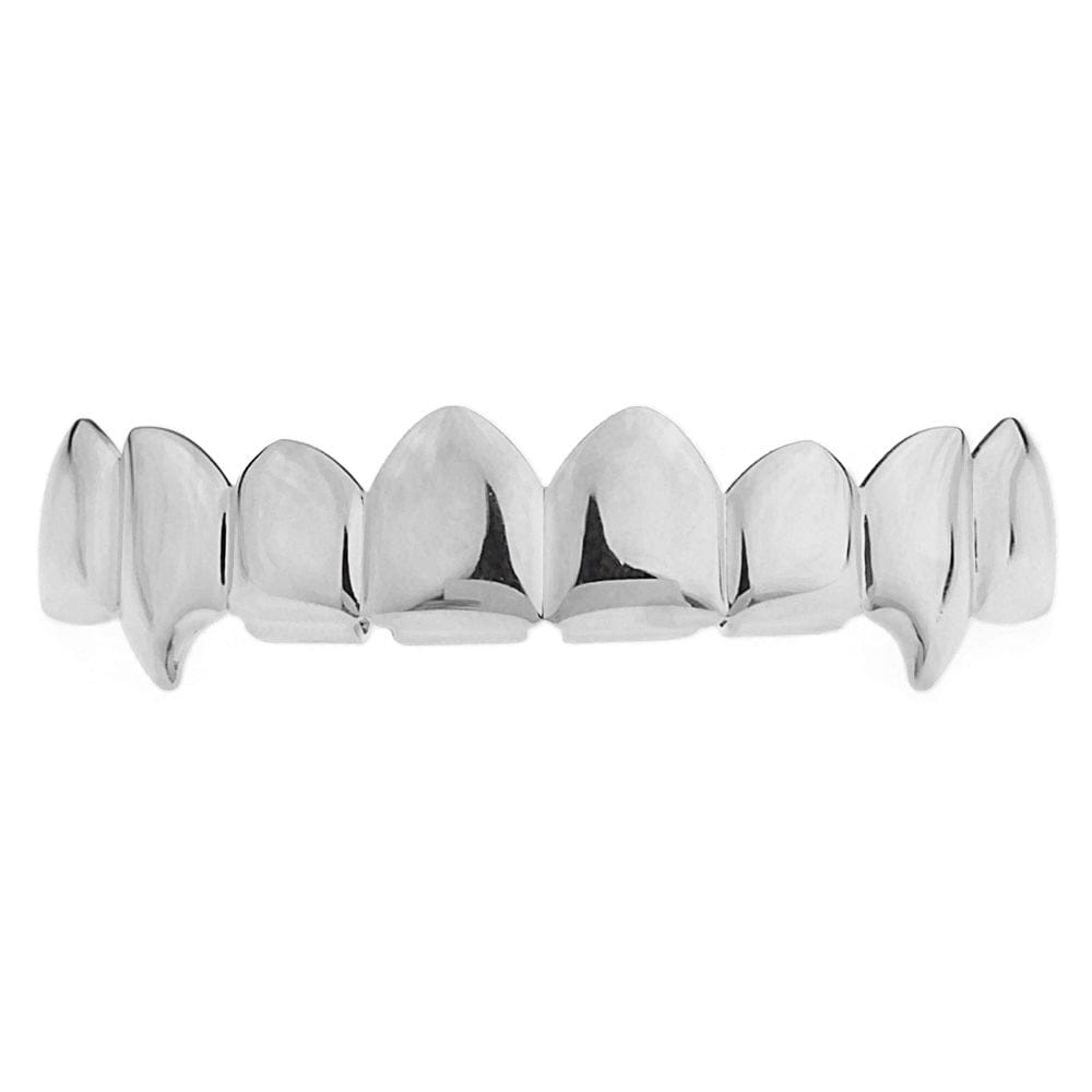 Silver Tone Eight Top Teeth Vampire Fangs Grillz