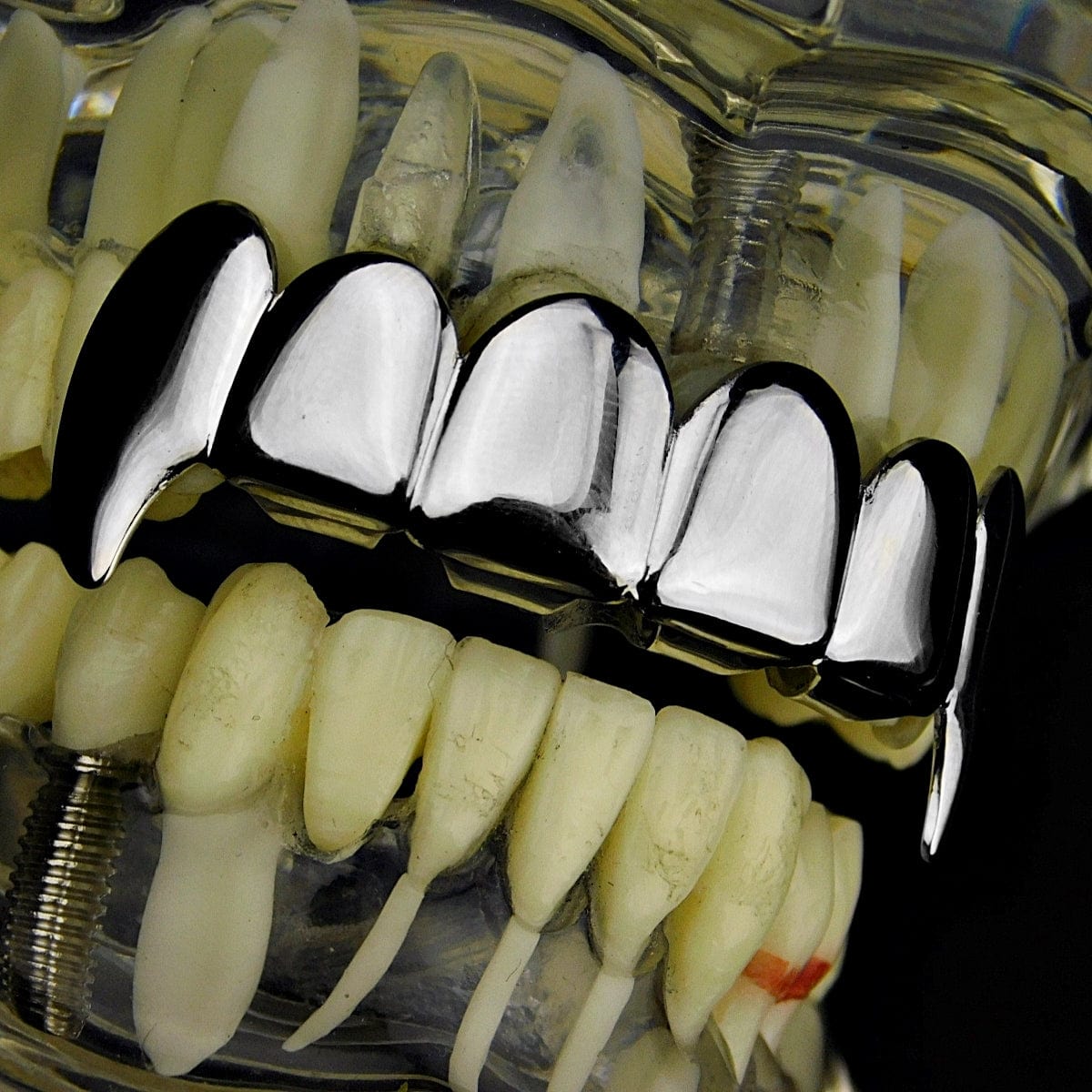 Silver Tone Plain Top Teeth Vampire Fangs Grillz