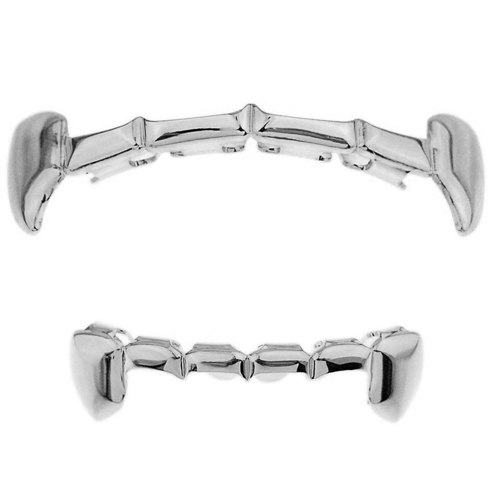 Silver Tone Vampire Fangs Half Teeth Grillz Set