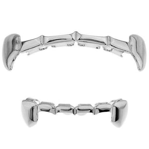 Silver Tone Vampire Fangs Half Teeth Grillz Set