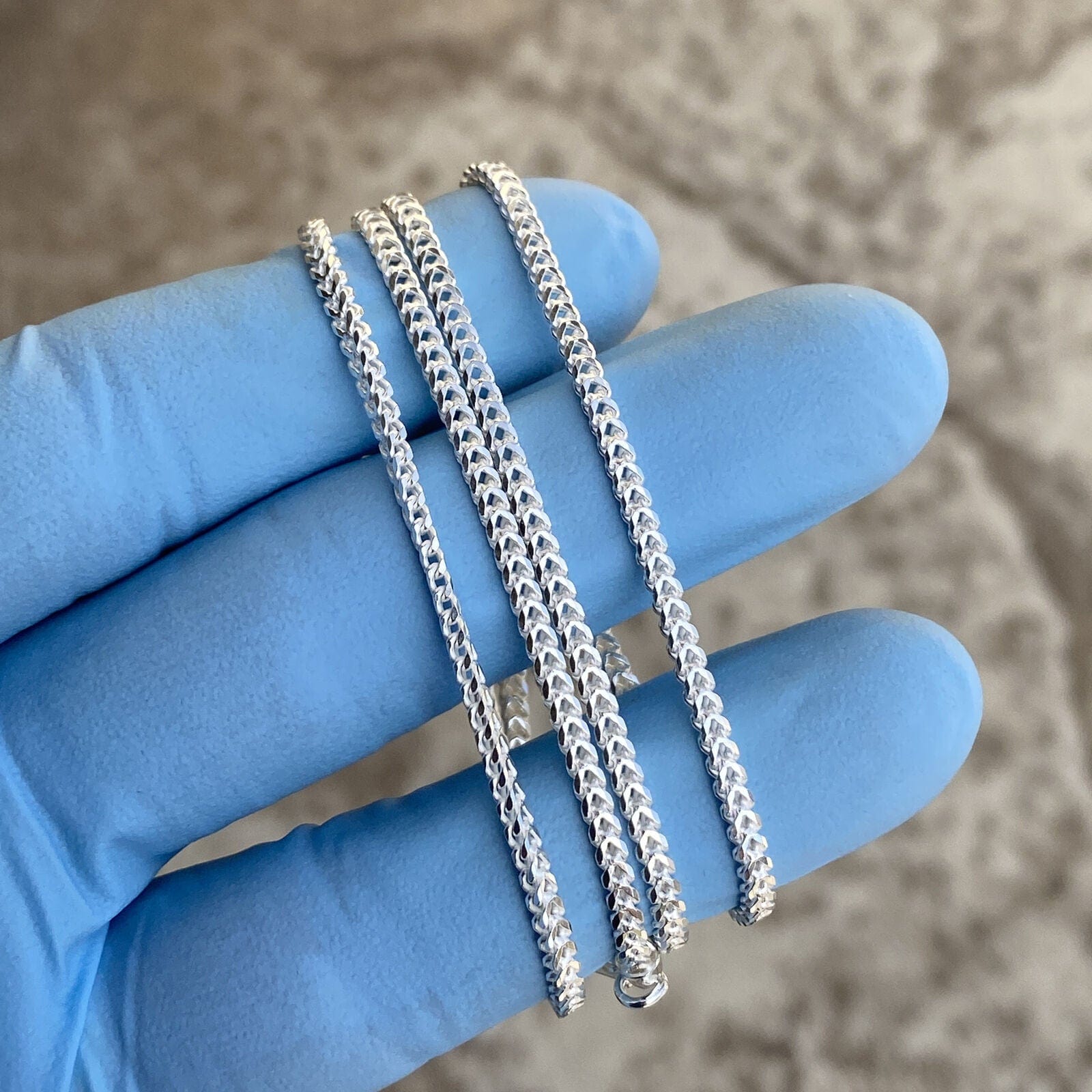 Solid 925 Sterling Silver Franco Chain Necklace Italy 2MM 16