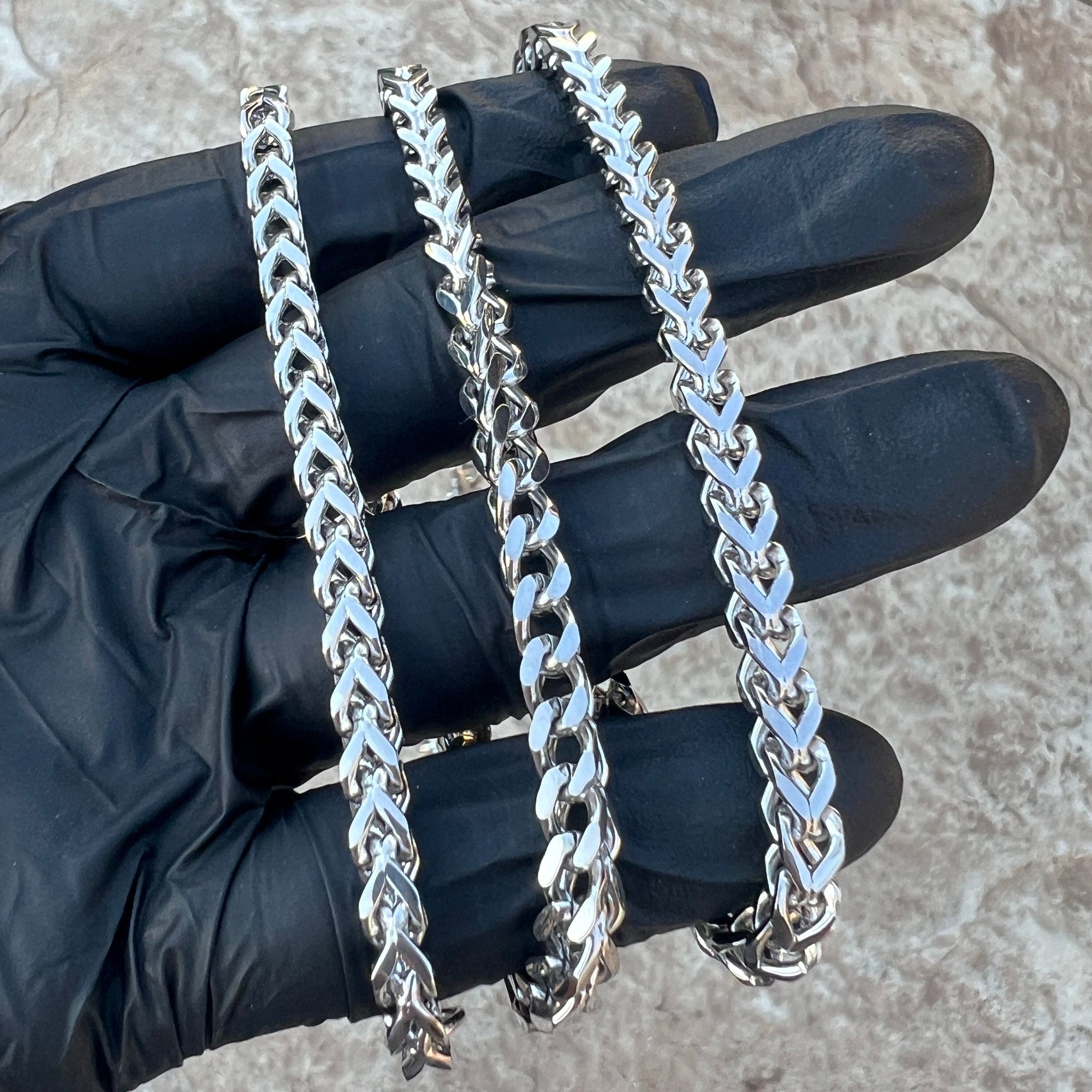 Stainless Steel Franco Chain Foxtail 20"-30" Solid Necklace 5MM Thick