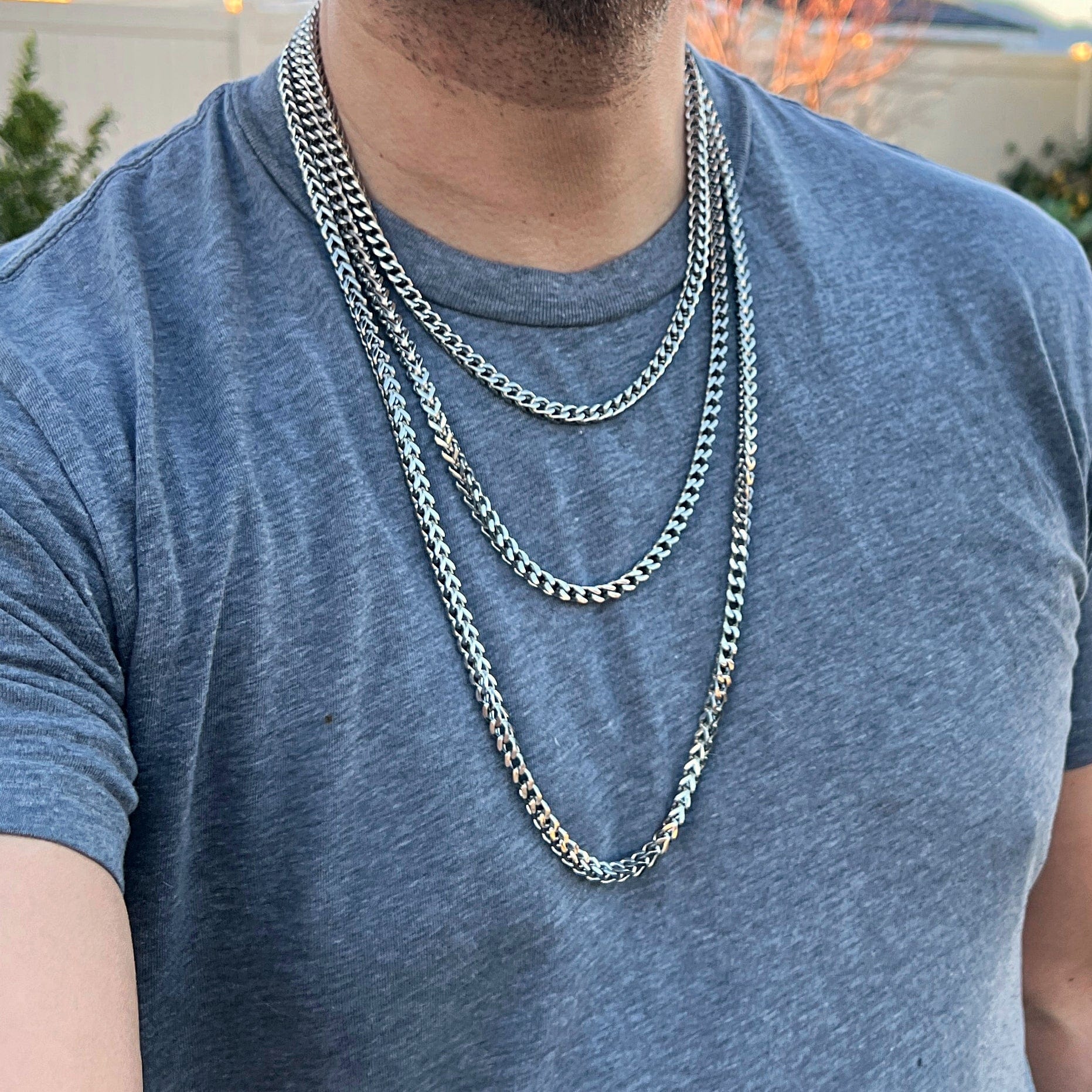 Stainless Steel Franco Chain Foxtail 20"-30" Solid Necklace 5MM Thick