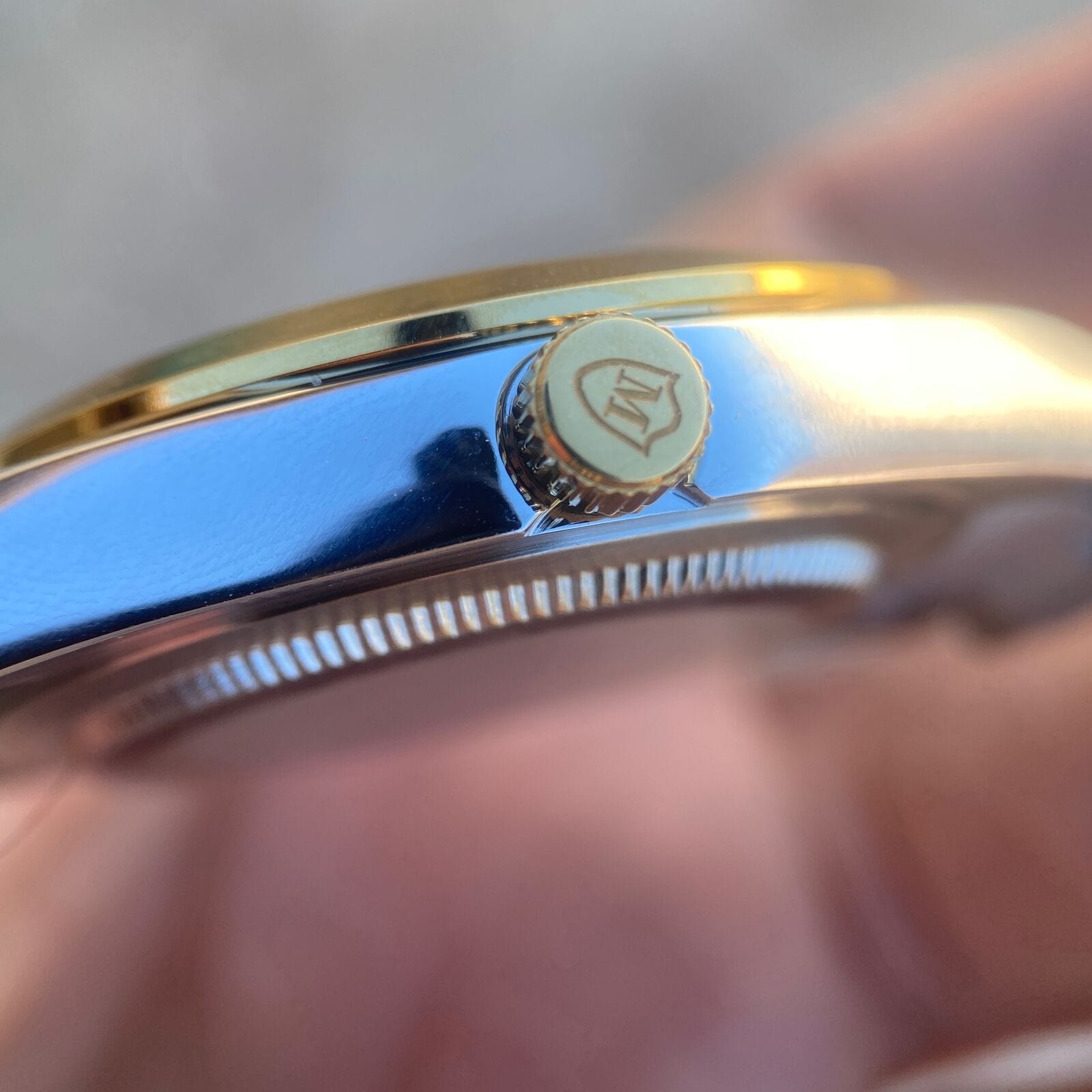 Stainless Steel Two-Tone Black Face Watch Automatic Self Wind