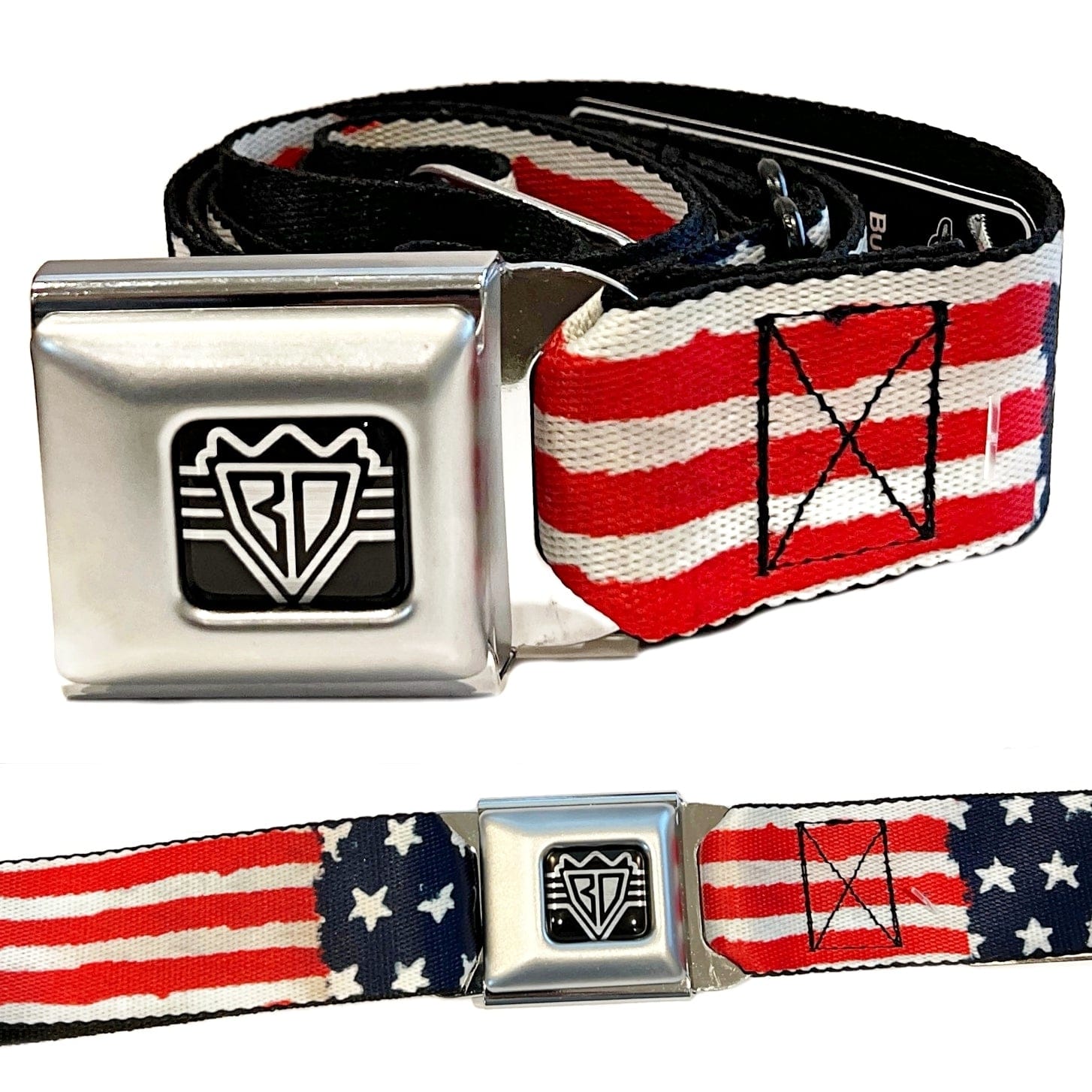 Stars & Stripes American USA Flag Belt Weathered US United States Seat