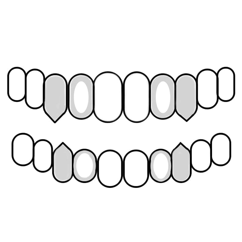 925 Silver Custom Fangs Set Double Caps Vampire Teeth Fang & Open Toot