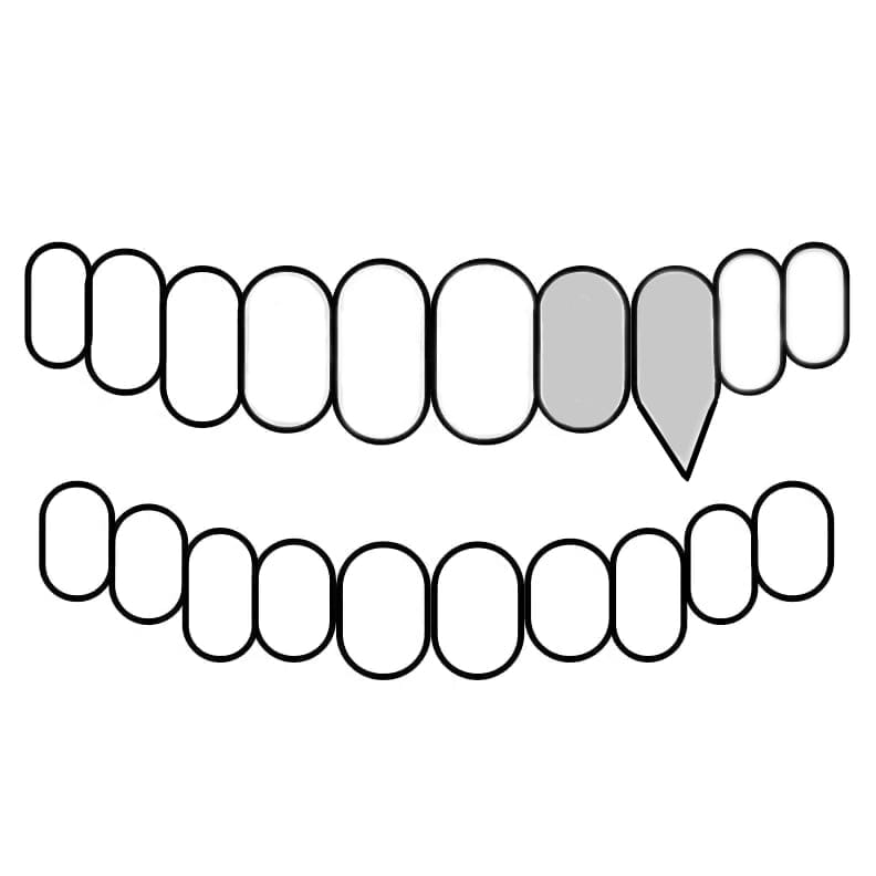925 Sterling Silver Custom Fangs Double Grillz Set Vampire Fang & Toot
