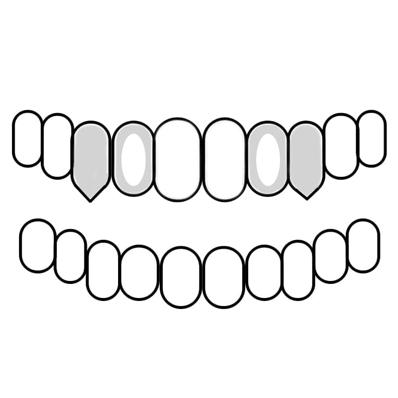 925 Silver Custom Fangs Set Double Caps Vampire Teeth Fang & Open Toot