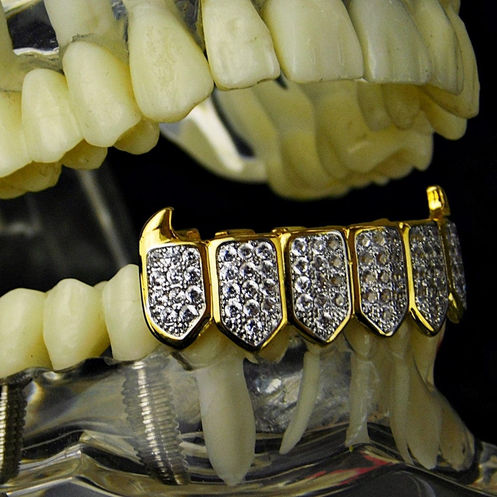 Two-Tone Premium CZ Bottom Vampire Fangs Grillz