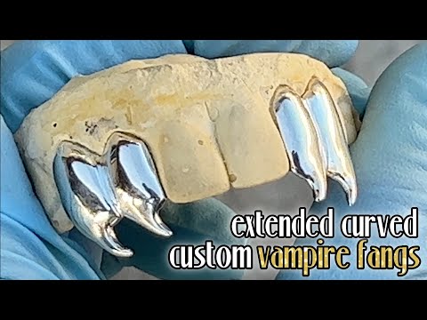 925 Sterling Silver Double Fangs Extended Curved Extra Long Custom Vam