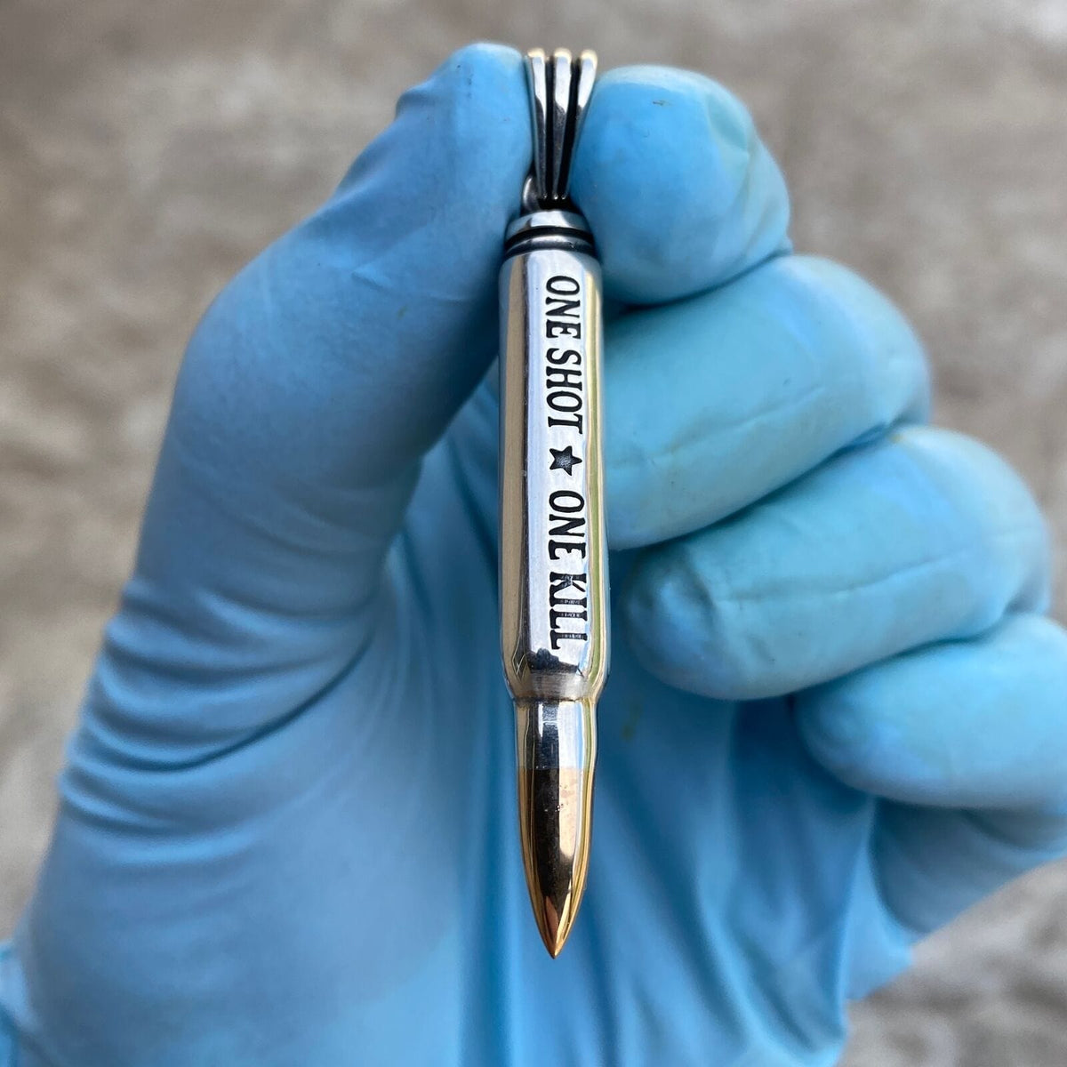 925 Sterling Silver One Shot One Kill Rifle Bullet Military Sniper Pen